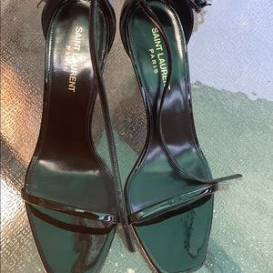 Saint Laurent Shoes | Opium Golden Ysl Heel Sandals | Poshmark